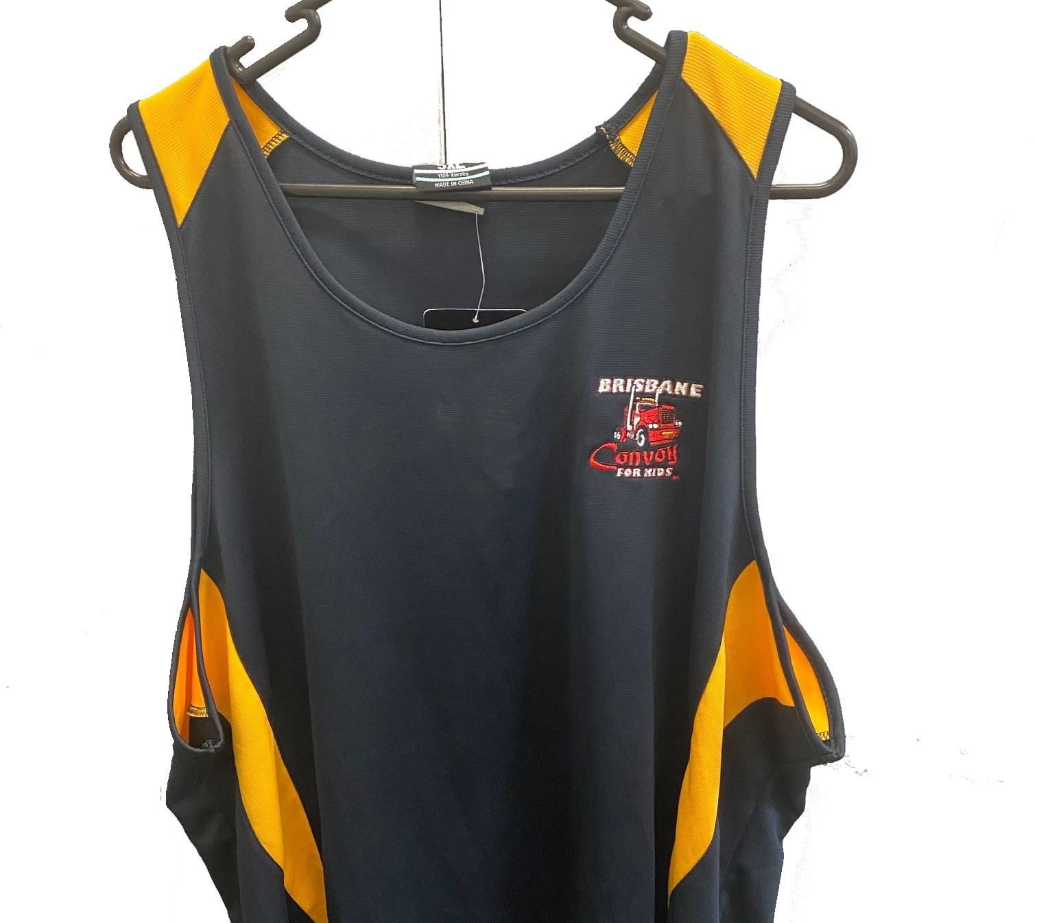 blue yellow mens singlet – Brisbane Convoy for Kids